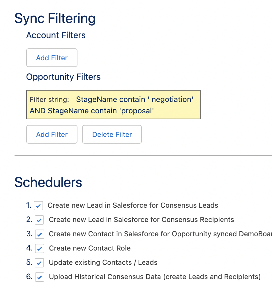 How To Setup Opportunity and Account Filtering for SFDC 10.5+ and CRM Sync fields